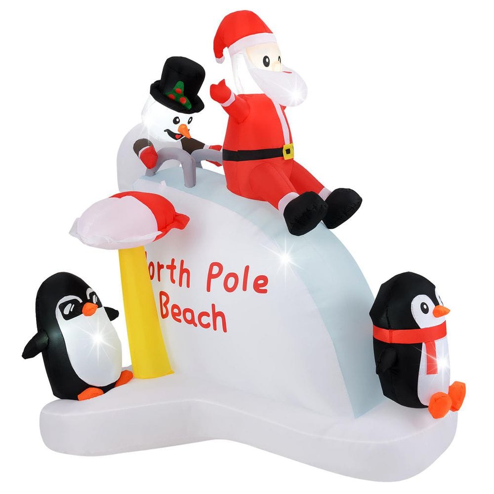 ANGELES HOME 6 ft. x 6.4 ft. Christmas Inflatable with Blow-Up Penguins ...
