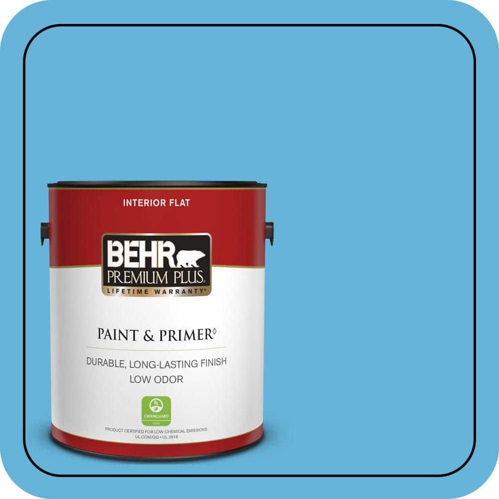 BEHR PREMIUM PLUS 1 gal. #540B-5 Riviera Blue Flat Low Odor Interior ...