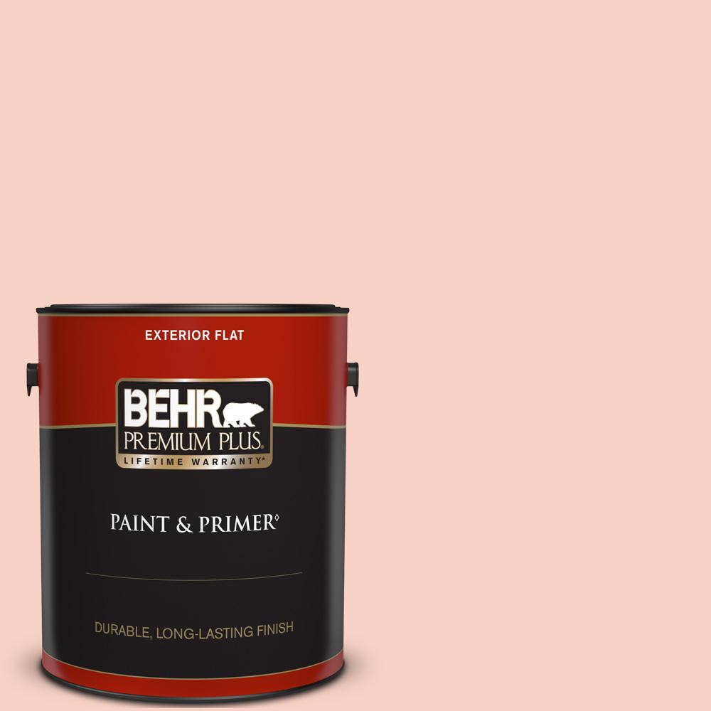 BEHR PREMIUM PLUS 1 gal. #210C-2 Demure Pink Flat Exterior Paint ...