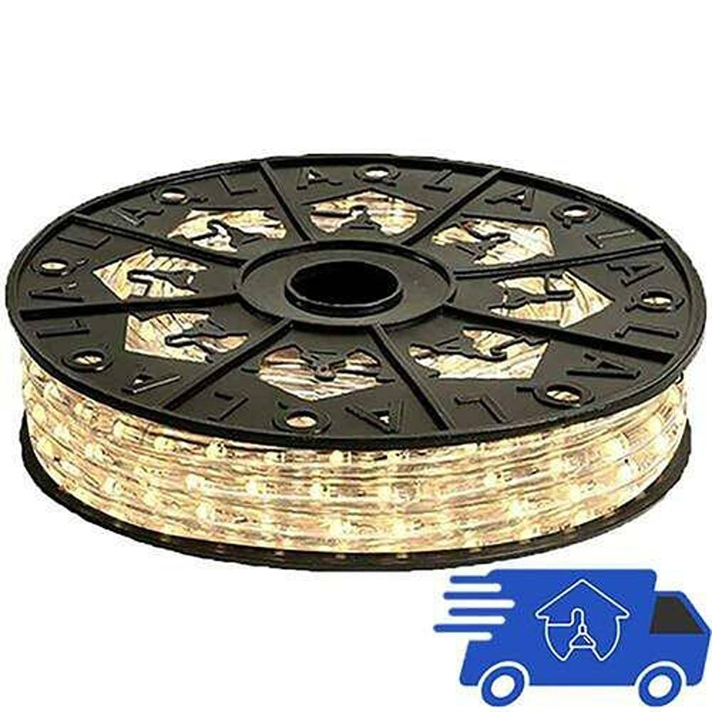 AQLIGHTING Outdoor/Indoor 50 ft. Hardwired 12 Volt Warm White Rope ...