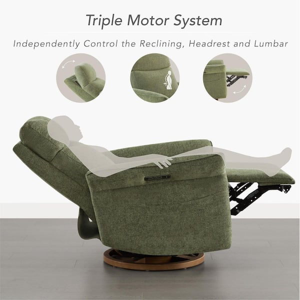 Spruce & Spring Isla Green Fabric Triple-Motor 270° Swivel Power ...