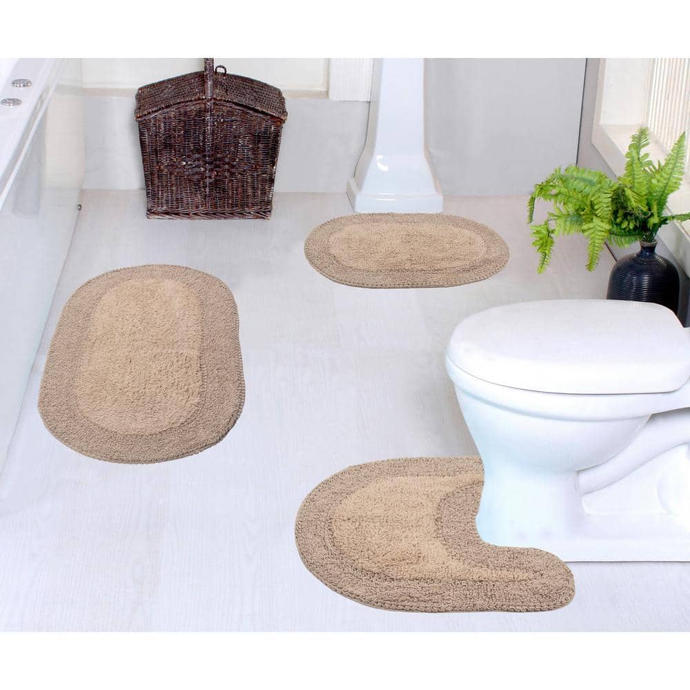 HOME WEAVERS INC Double Ruffle Collection 100% Cotton Bath Rug Set, 3 ...