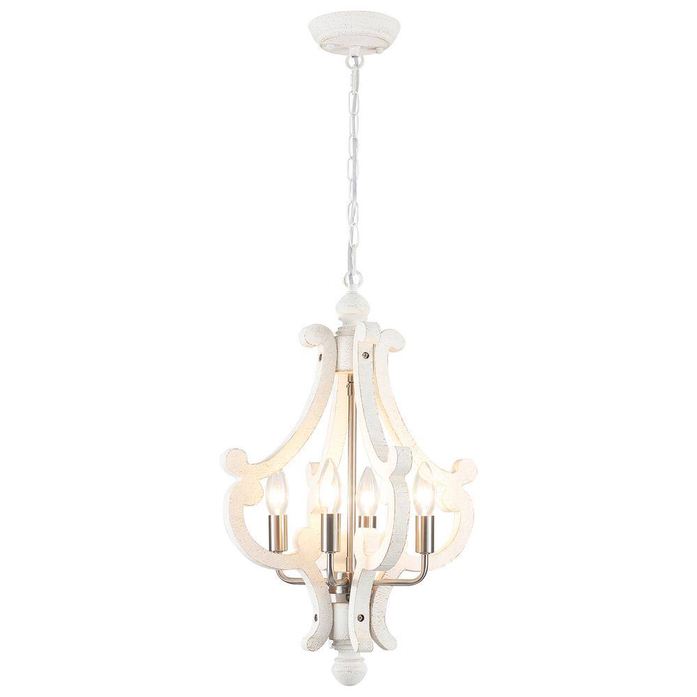 LWYTJO Eron 4-Light Nickel Orb Farmhouse Chandelier Rustic Antique ...