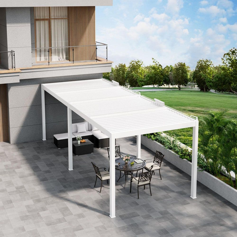 Mondawe 13 ft. x 24 ft. White Aluminum Outdoor Solar-Powered Electric ...