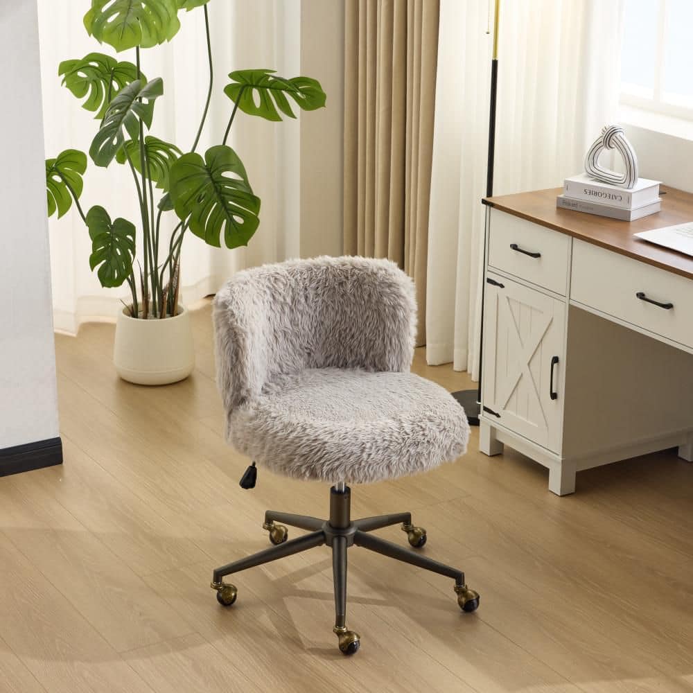 Karl home Velvet Fabric Adjustable Height Swivel Task Chair in Mist ...