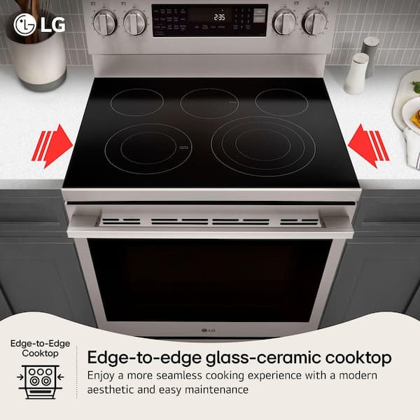 LG 30 in., 6.3 cu. ft. Smart Wi-Fi True Convection Insta View 5-Burner ...