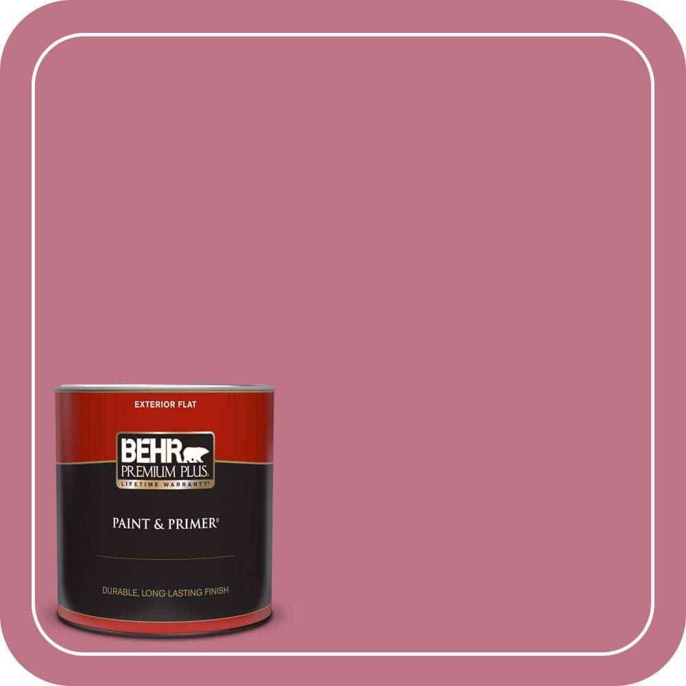 BEHR PREMIUM PLUS 1 qt. #110D-4 Rosily Flat Exterior Paint & Primer ...