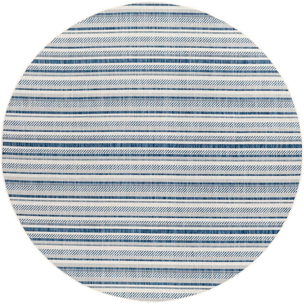 Livabliss Llyr Denim 5 ft. 3 in. Round Indoor/Outdoor Area Rug ...