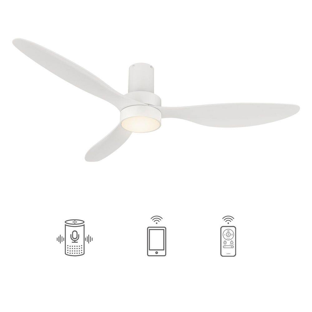 CARRO Semmes 52 in. Integrated LED Indoor White DC Motor Smart Ceiling ...