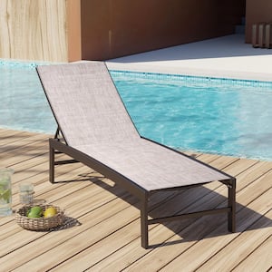 Pellebant Patio White 1-Piece Metal Outdoor Reclining Adjustable Chaise ...