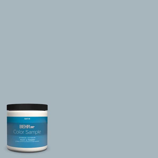 BEHR PREMIUM PLUS 8 oz. #N480-3 Shadow Blue Satin Enamel Interior ...