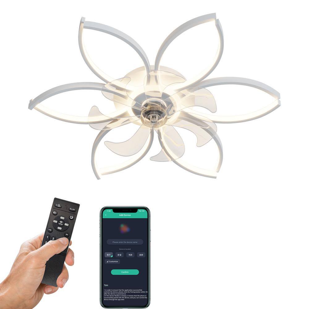 Yardreeze 27 in. LED Indoor White Modern Ceiling Fan with Lights Remote ...