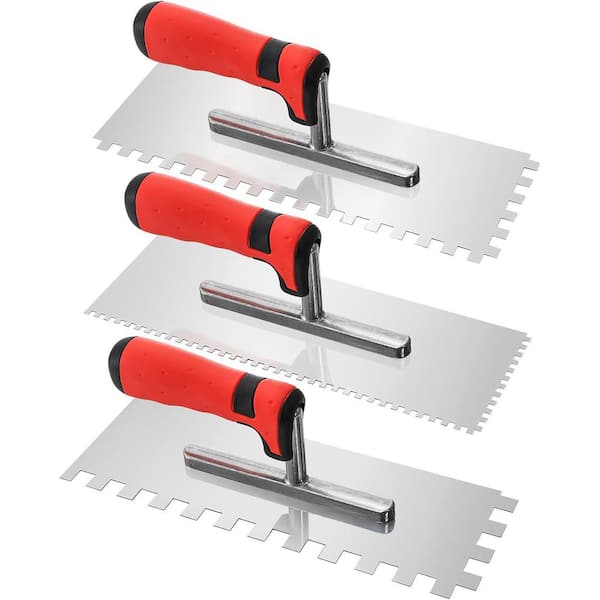 11 in. x 4 in. Stainless Steel Concrete Square Notch Trowel Set (3 PC ...
