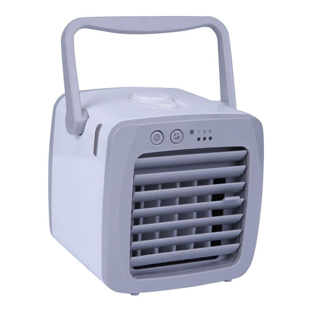 Edendirect 5 in. 3-Fan Speeds Desk Cooling Fan in Grey with Humidifier ...