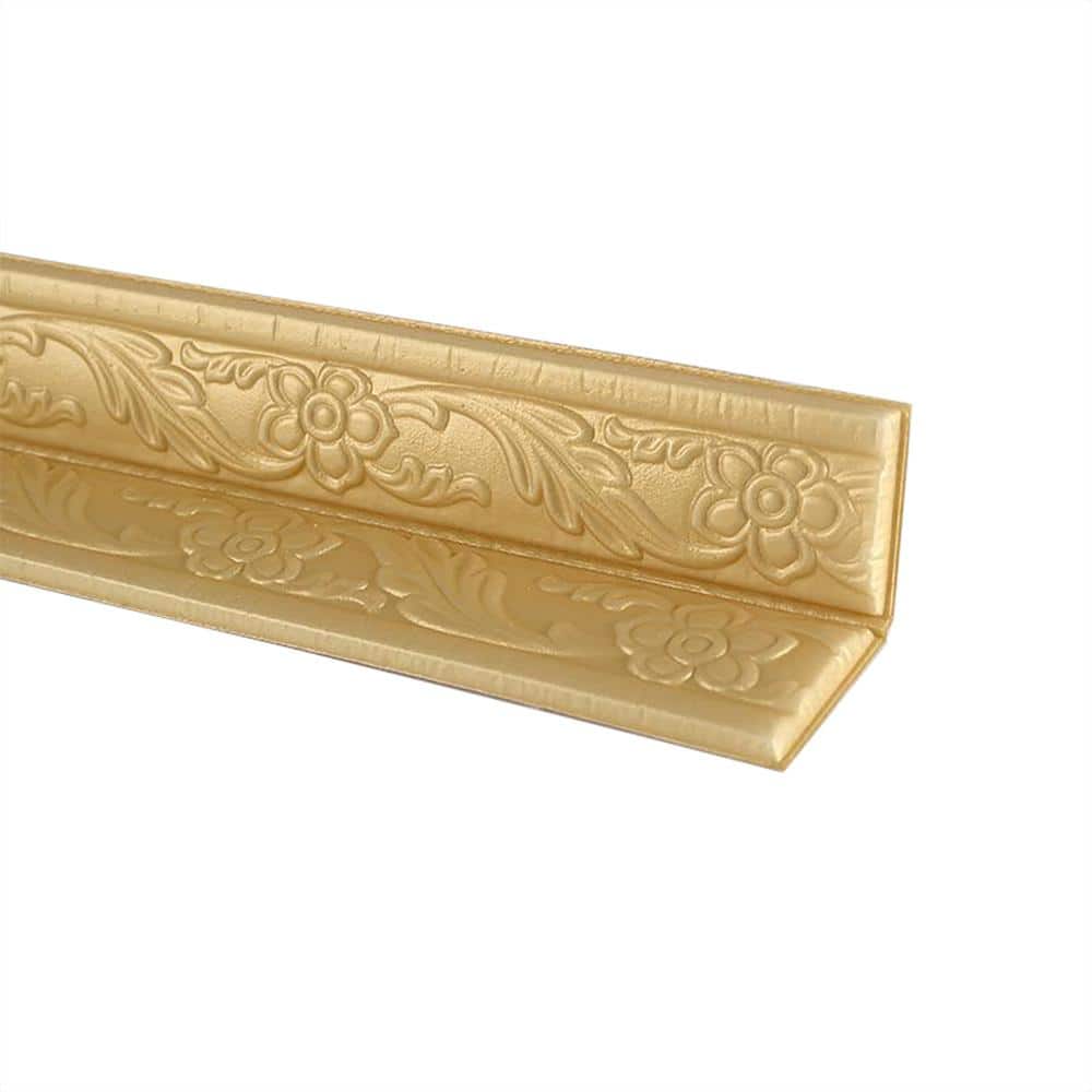 Wellco 2 in. x 2 in. x 90 in. Gold Foam Crown Moulding, Flexible Peel ...