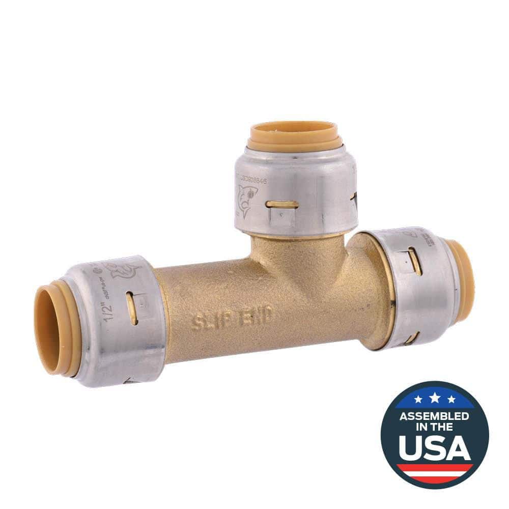 SharkBite Max 1/2 in. Push-to-Connect Brass Slip Tee Fitting UR3362A ...