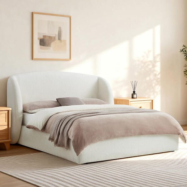 Spruce & Spring Bryce White Wood Frame Full Platform Bed with Water ...