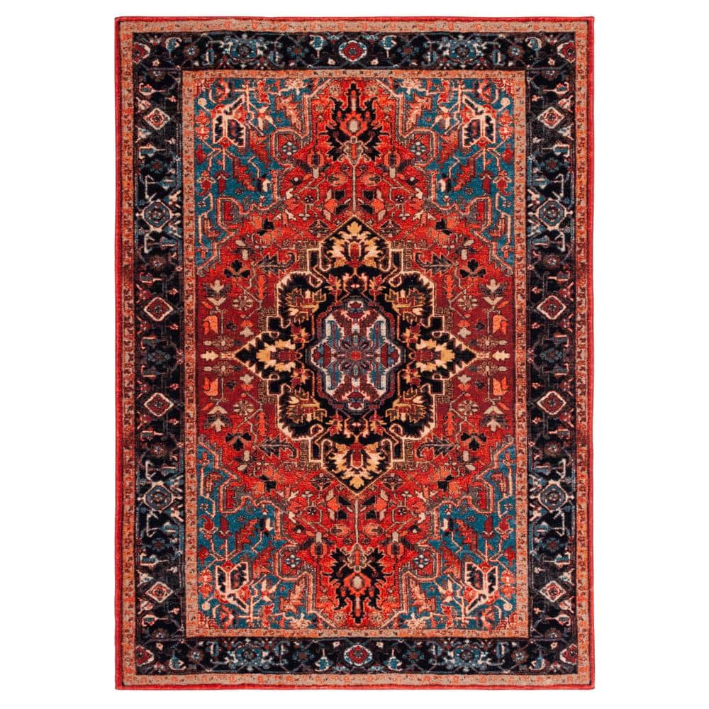 SAFAVIEH Riviera Red/Blue 5 ft. x 8 ft. Machine Washable Medallion ...