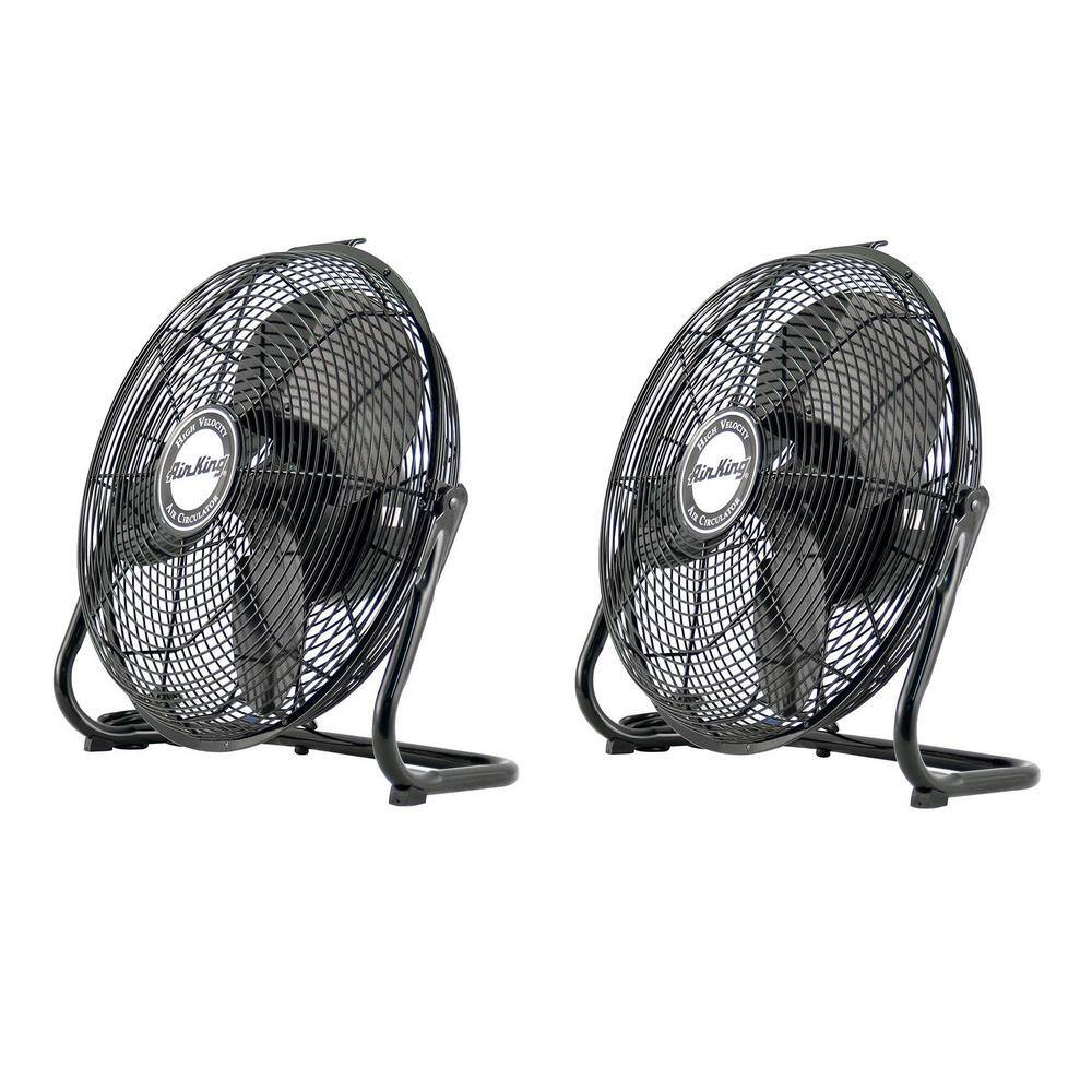 Air King 12 in. 3 Fan Speeds Industrial Grade Pivoting Floor Fan (2 ...