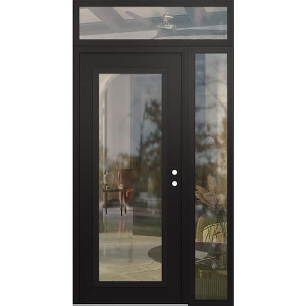 Tessari Doors C1 48 in. x 96 in. Black P Left-Hand/Inswing Clear Glass ...