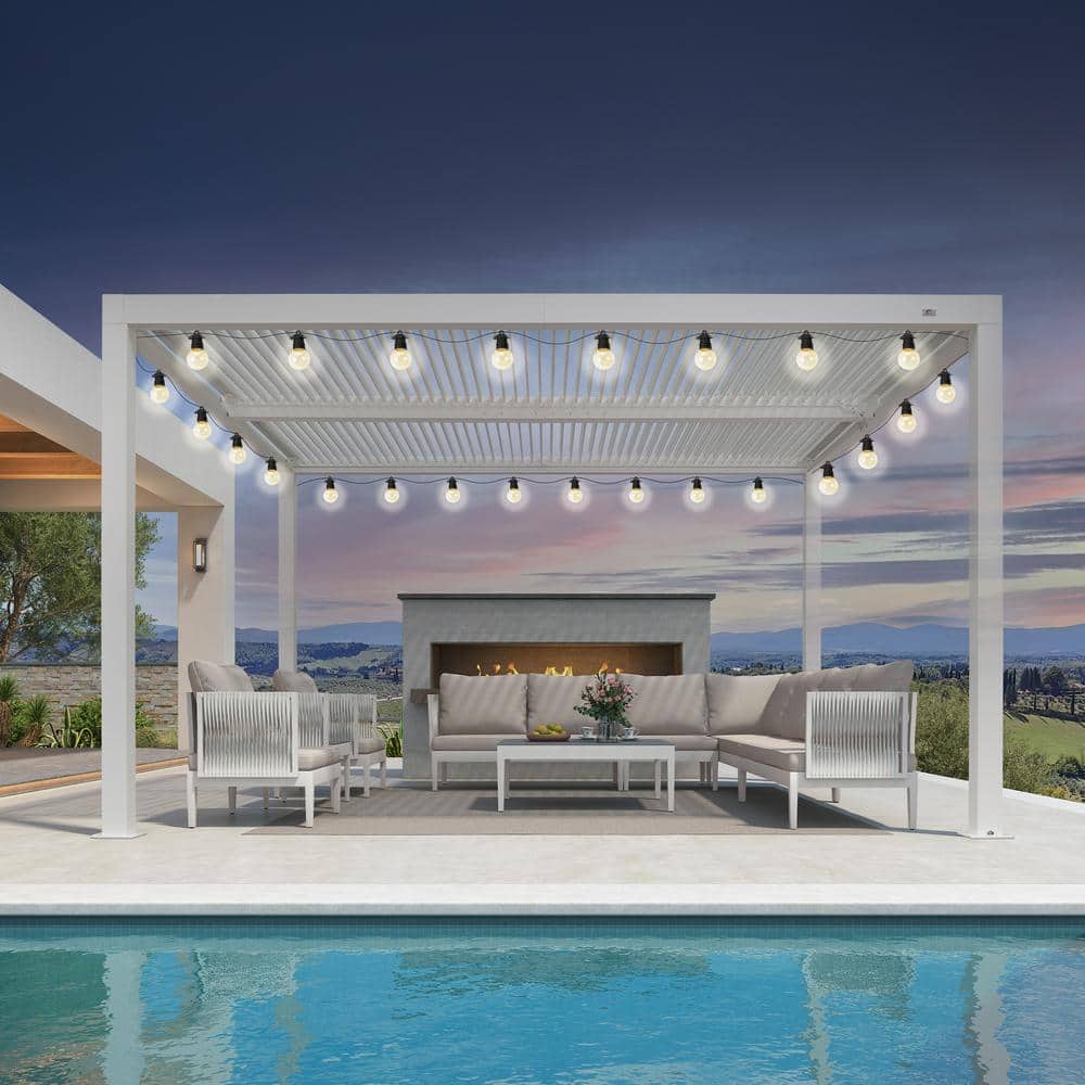 PURPLE LEAF 11 ft. x 13 ft. White Aluminum Frame Outdoor Louvered ...