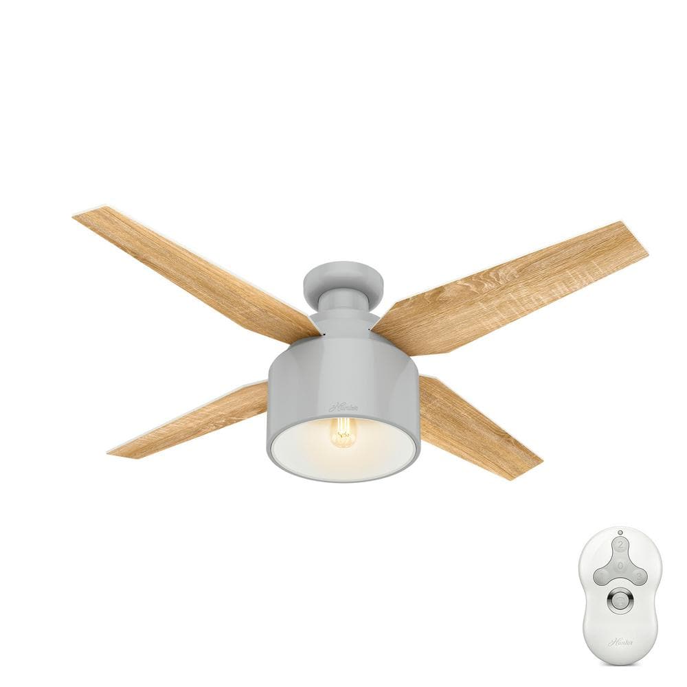 Hunter Cranbrook 52 in. LED Low Profile Indoor Dove Grey Ceiling Fan ...
