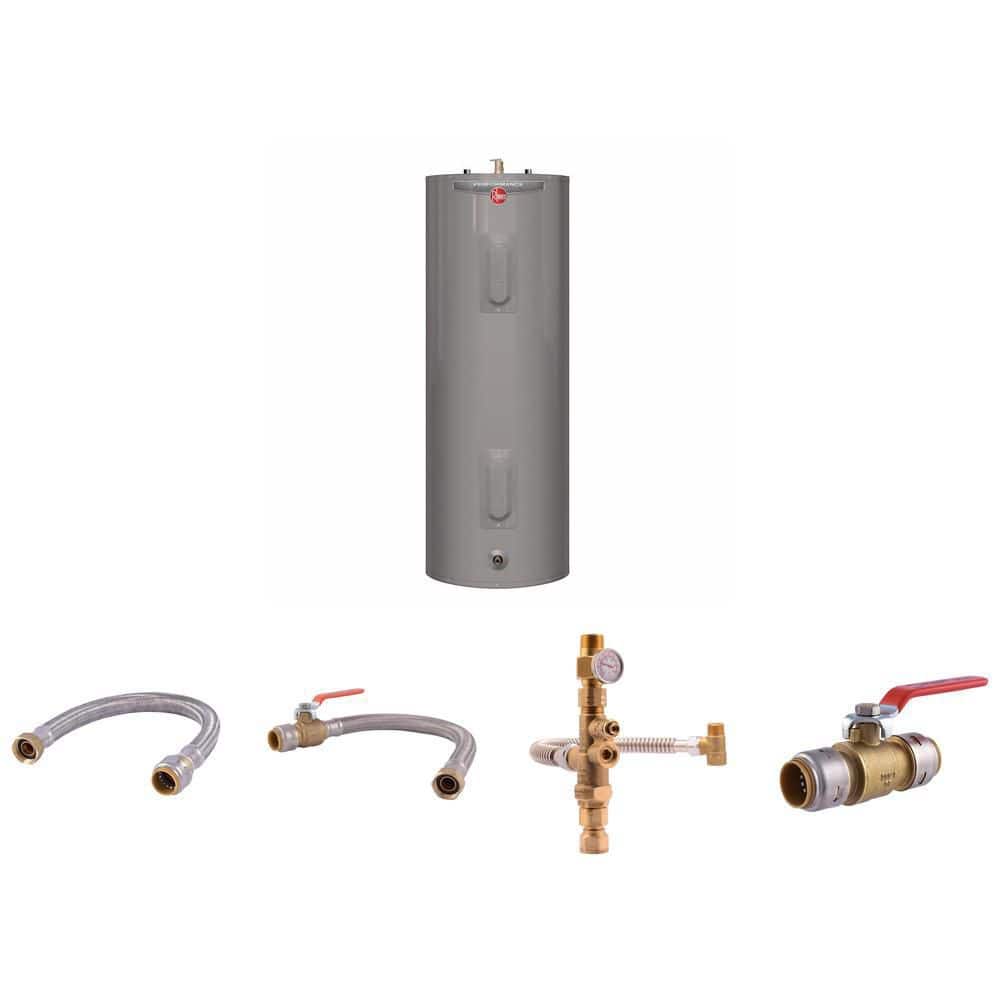 Performance 50 Gal. Electric Water Heater with Valves and Stainless ...