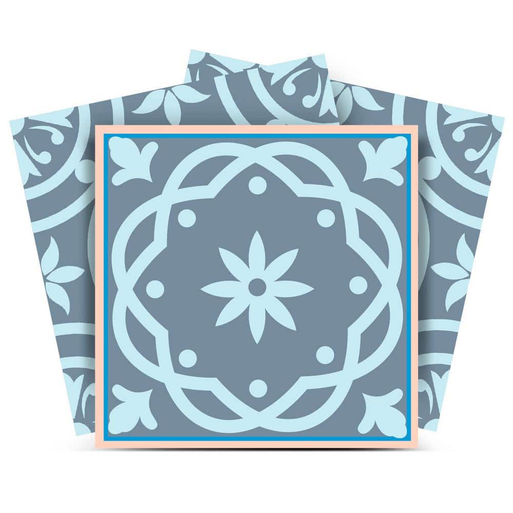 MI ALMA Sky Blue, White SB21 12 in. x 12 in. Vinyl Peel and Stick Tile ...