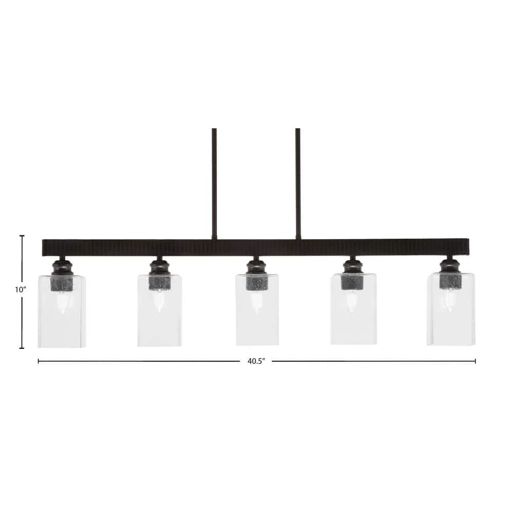 Albany 60-Watt 5-Light Espresso Linear Pendant Light with Square Clear ...