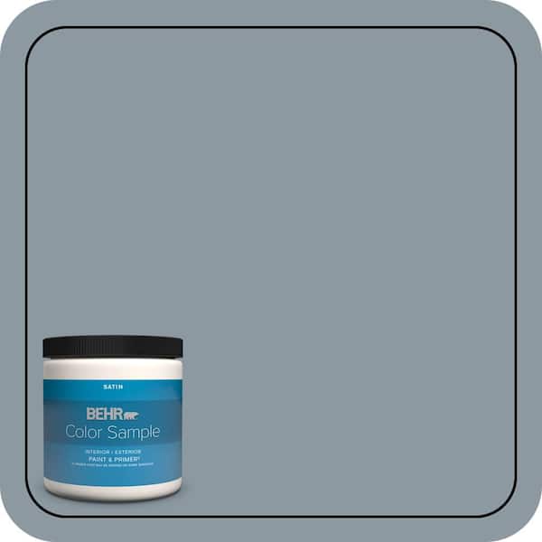 BEHR PREMIUM PLUS 8 oz. #N490-4 Teton Blue Satin Enamel Interior ...