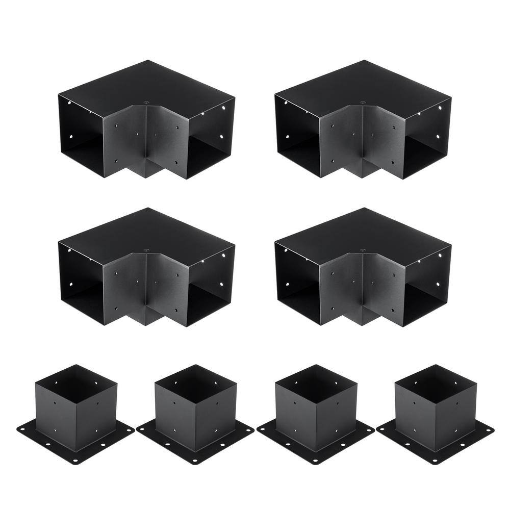 SKYSHALO Pergola Bracket Kit 6 x 6 in. 8-Pieces 3-Way Heavy Duty Corner ...