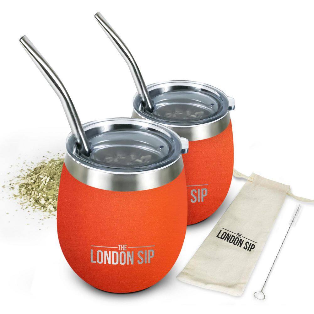 8 oz. Orange Stainless Steel Yerba Mate Cup (Set of 2) YMC8S-O - The ...