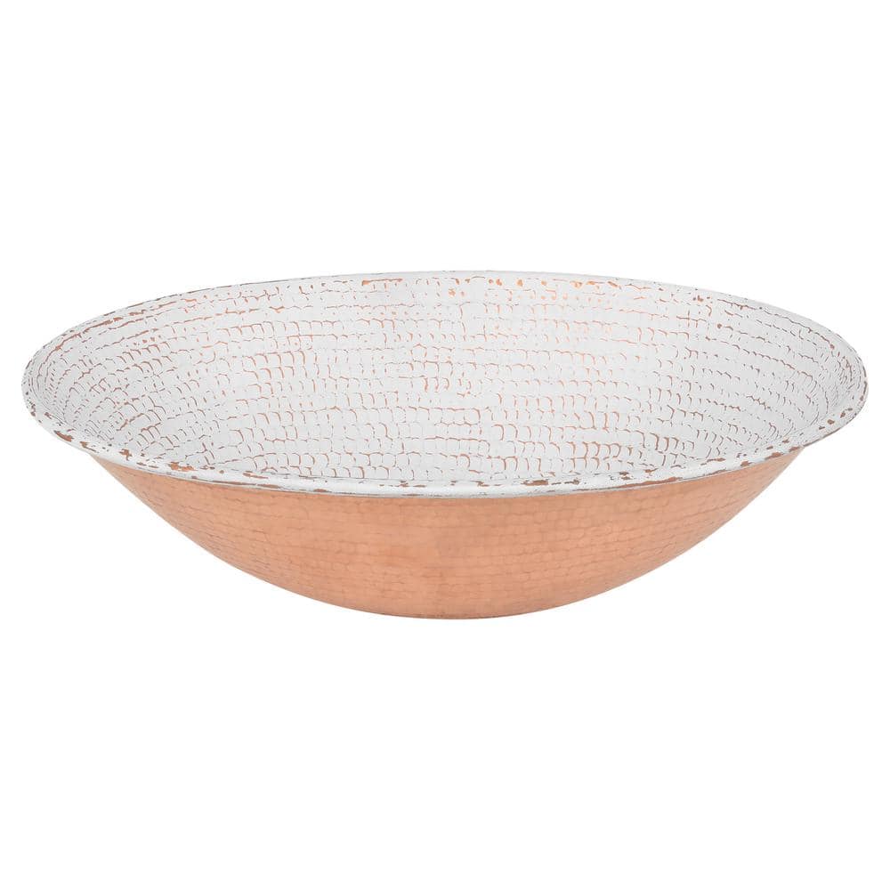 Premier Copper Products 17 in. Oval Wired Rim Vessel Hammered in Glazed ...
