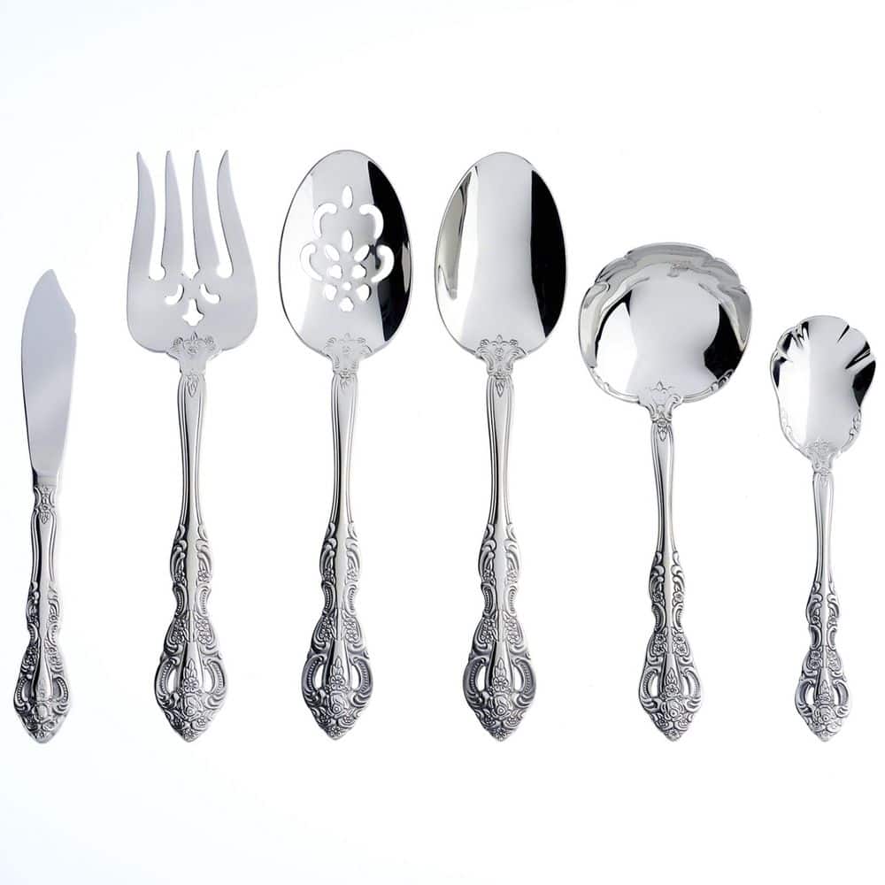 Oneida Michelangelo 6-Piece Silver 18/10-Stainless Steel Flatware Set ...