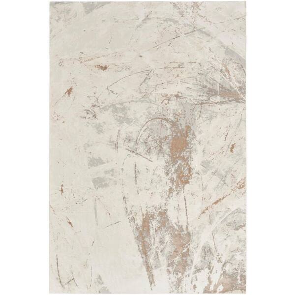 Nourison Desire Cream Grey 6 ft. x 9 ft. Abstract Contemporary Area Rug ...