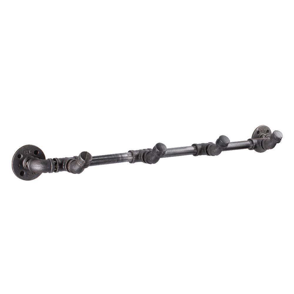 PIPE DECOR 1 2 In X 2 375 Ft L Black Steel Pipe 4 Hook Coat Rack Kit
