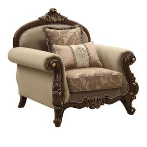 Benjara Brown Fabric Arm chair With Two Pillows BM185552 - The Home Depot