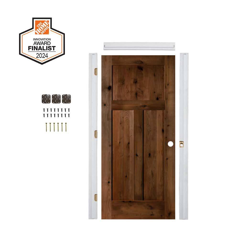 Krosswood Doors DIY 36in.x80in. Craftsman Left-Hand Knotty Alder Wood ...