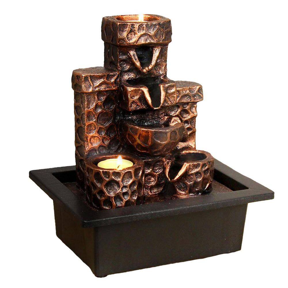 Afoxsos Indoor Tabletop Waterfall Fountain with Coral Seashell Design for Relaxation HDSA10OT506 ...