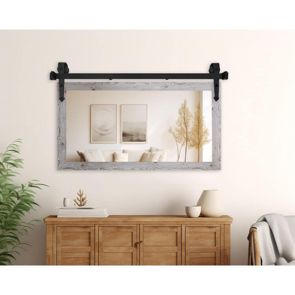 Rayne Mirrors ( 33 in. W x 20 in. H ) Distressed White Modern Rustic ...