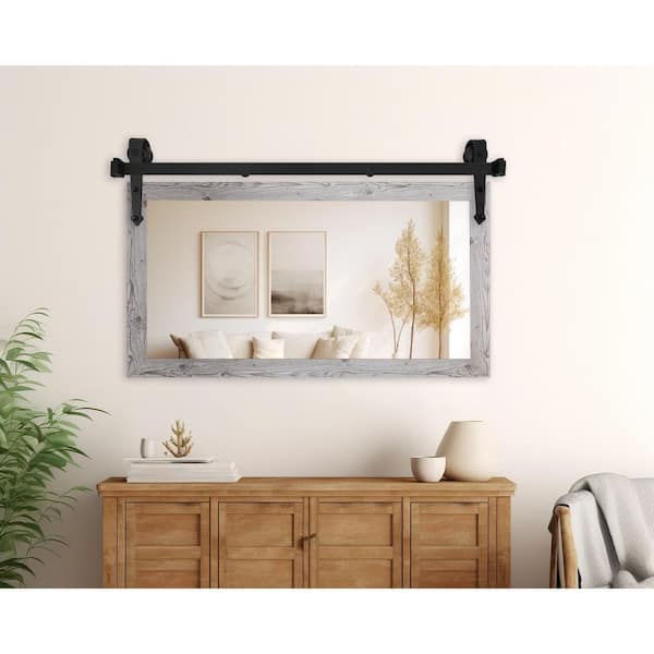 Rayne Mirrors ( 33 in. W x 20 in. H ) Distressed White Modern Rustic ...