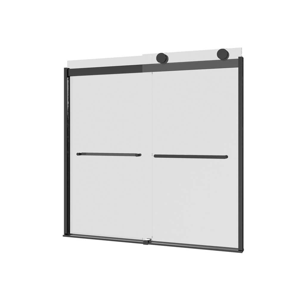 Eviva Luxor 60 in. W x 60 in. H Sliding Frameless Shower Door in Black ...