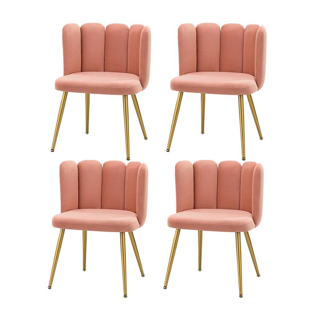 JAYDEN CREATION Bona Pink Side Chair with Metal Legs (Set of 4 ...