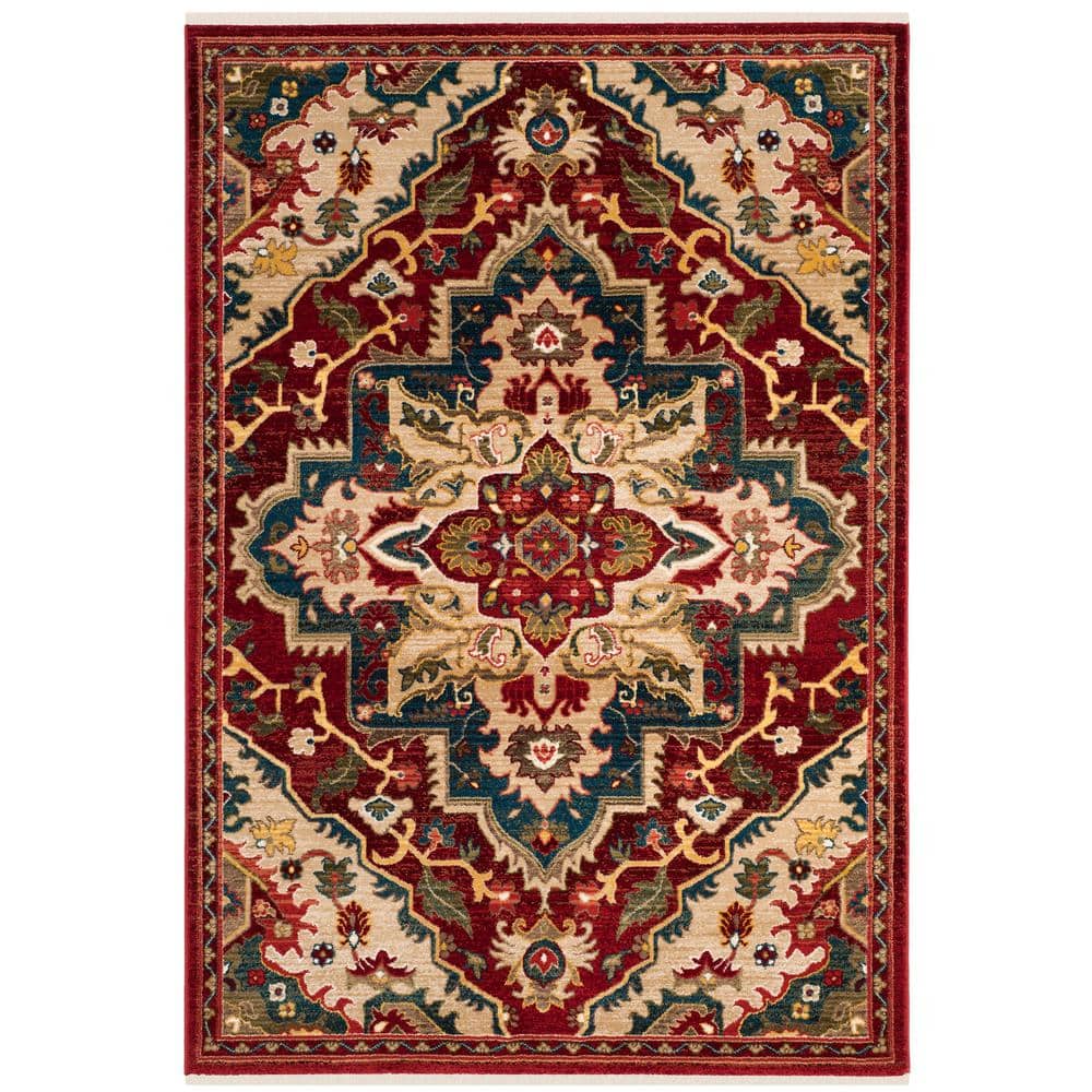 SAFAVIEH Kashan Red/Beige 5 ft. x 7 ft. Border Area Rug KSN304D-5 - The ...