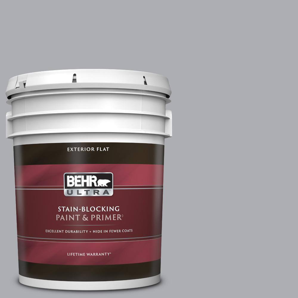 BEHR ULTRA 5 gal. #760E-3 Gray Timber Wolf Flat Exterior Paint & Primer ...