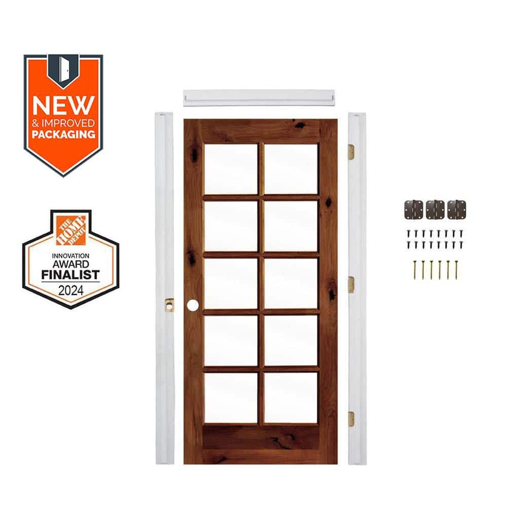 Krosswood Doors 36in.x80in. Right-Hand 10-Lite ClearGlass RedChestnut ...