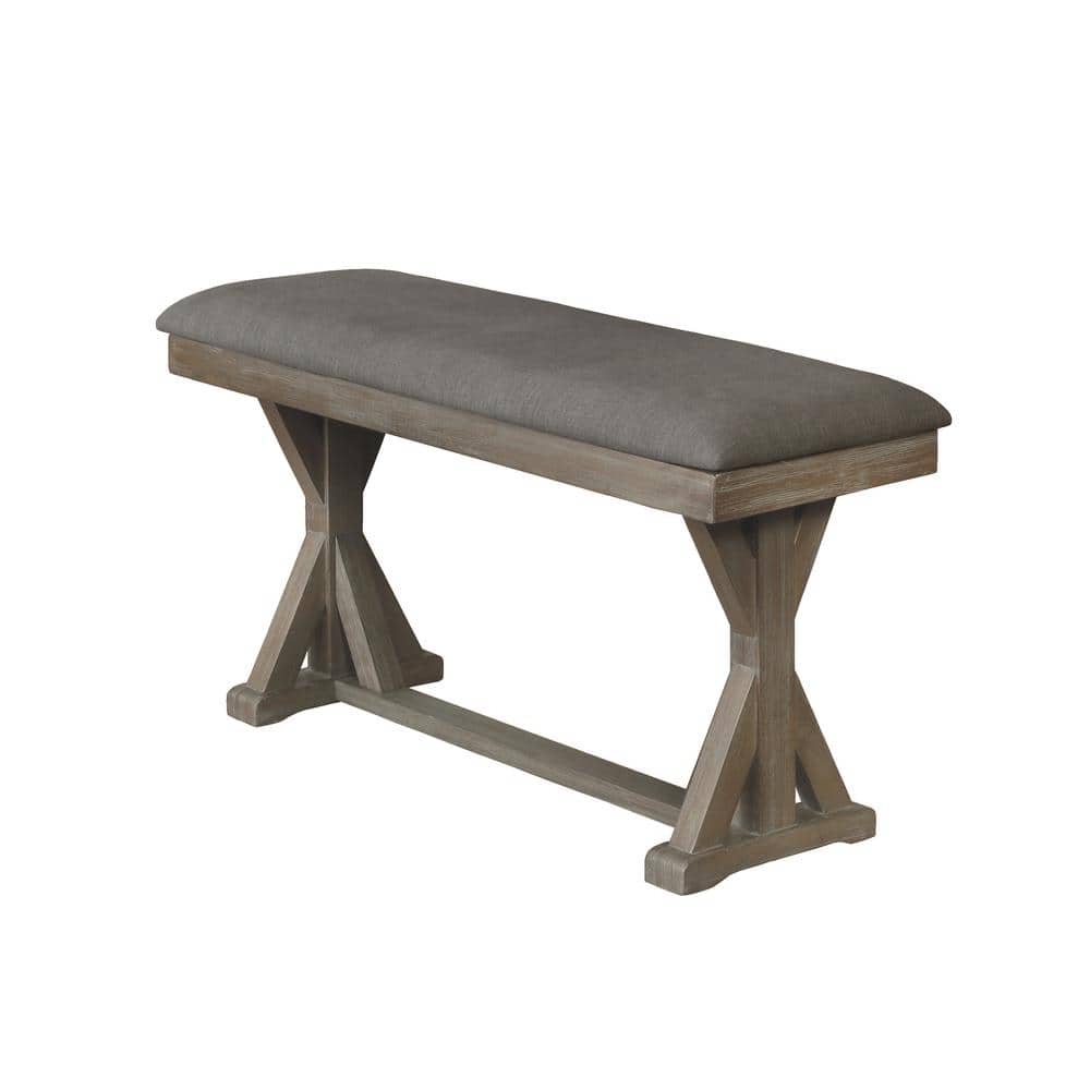 Best Quality Furniture Gilberta 48 in. Gray Dining Bench Gray Linen ...