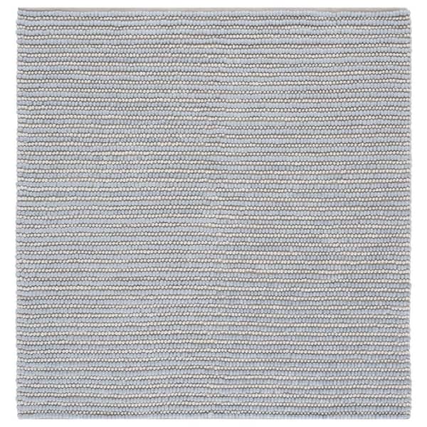 SAFAVIEH Natura 6 ft. x 6 ft. Light Blue/Ivory Striped Solid Marle ...