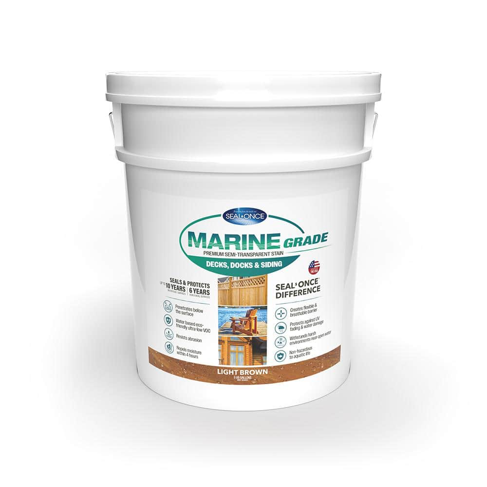 SEAL-ONCE MARINE GRADE 5 Gallon Light Brown Premium Semi-Transparent ...
