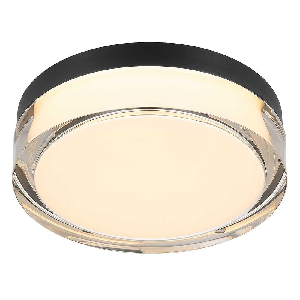 AIKVSXER Stratified Glow 24-Watt Black Integrated LED Flush Mount Light ...